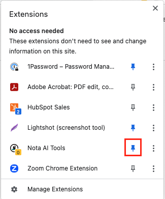 Downloading the Nota Chrome Browser Extension